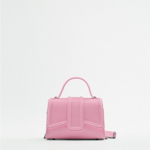 Zara | Bags | Zara Pink Mini Handbag With Attached Chain Strap Barbie ...